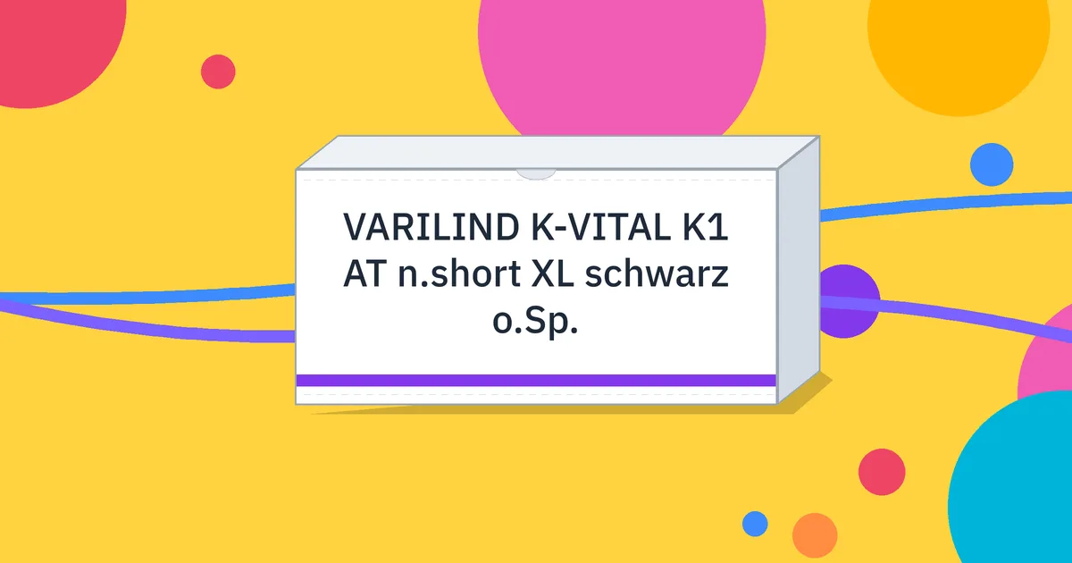 Symbolbild: Packung mit der Aufschrift VARILIND K-VITAL K1 AT n.short XL schwarz o.Sp. (PZN 20560528) – Verfügbarkeit und Bezug in Apotheken in Frankfurt am Main