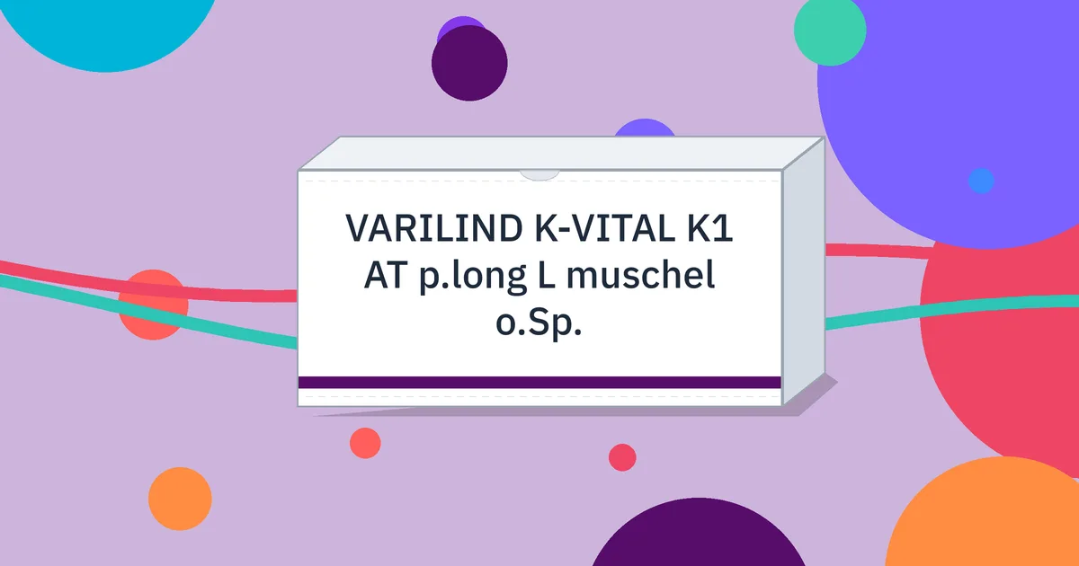 Symbolbild: Packung mit der Aufschrift VARILIND K-VITAL K1 AT p.long L muschel o.Sp. (PZN 20561060) – Verfügbarkeit und Bezug in Apotheken in Frankfurt am Main