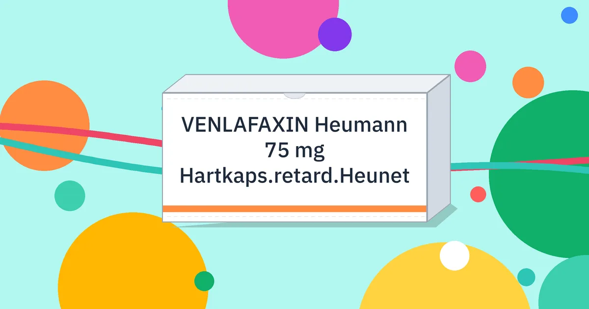Symbolbild: Packung mit der Aufschrift VENLAFAXIN Heumann 75 mg Hartkaps.retard.Heunet (PZN 09494021) – Verfügbarkeit und Bezug in Apotheken in Frankfurt am Main