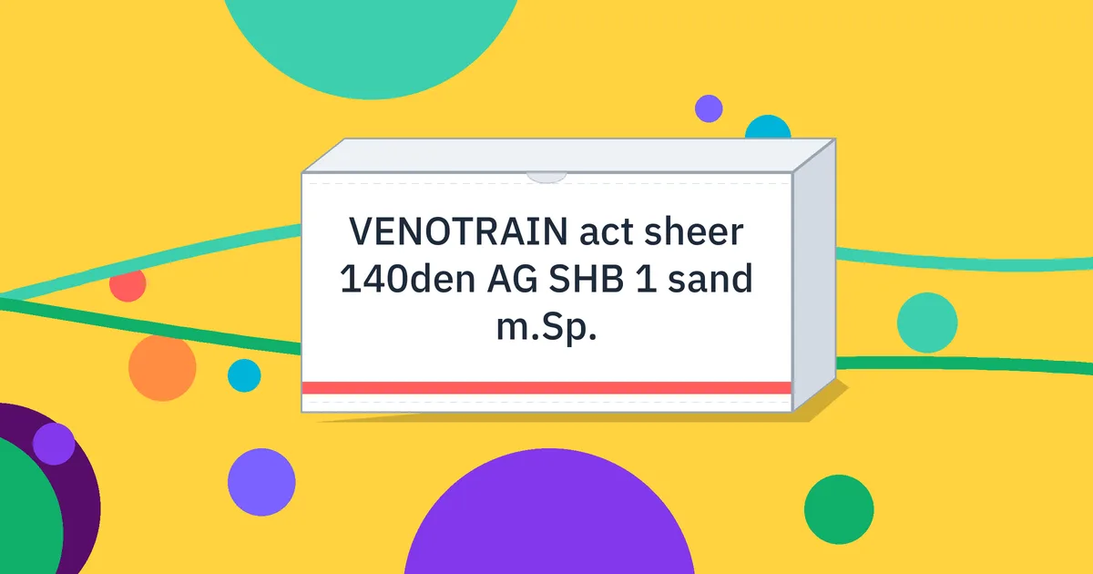 Symbolbild: Packung mit der Aufschrift VENOTRAIN act sheer 140den AG SHB 1 sand m.Sp. (PZN 16208553) – Verfügbarkeit und Bezug in Apotheken in Frankfurt am Main