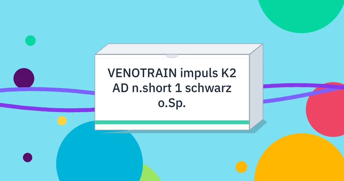 Symbolbild: Packung mit der Aufschrift VENOTRAIN impuls K2 AD n.short 1 schwarz o.Sp. (PZN 00626828) – Verfügbarkeit und Bezug in Apotheken in Frankfurt am Main