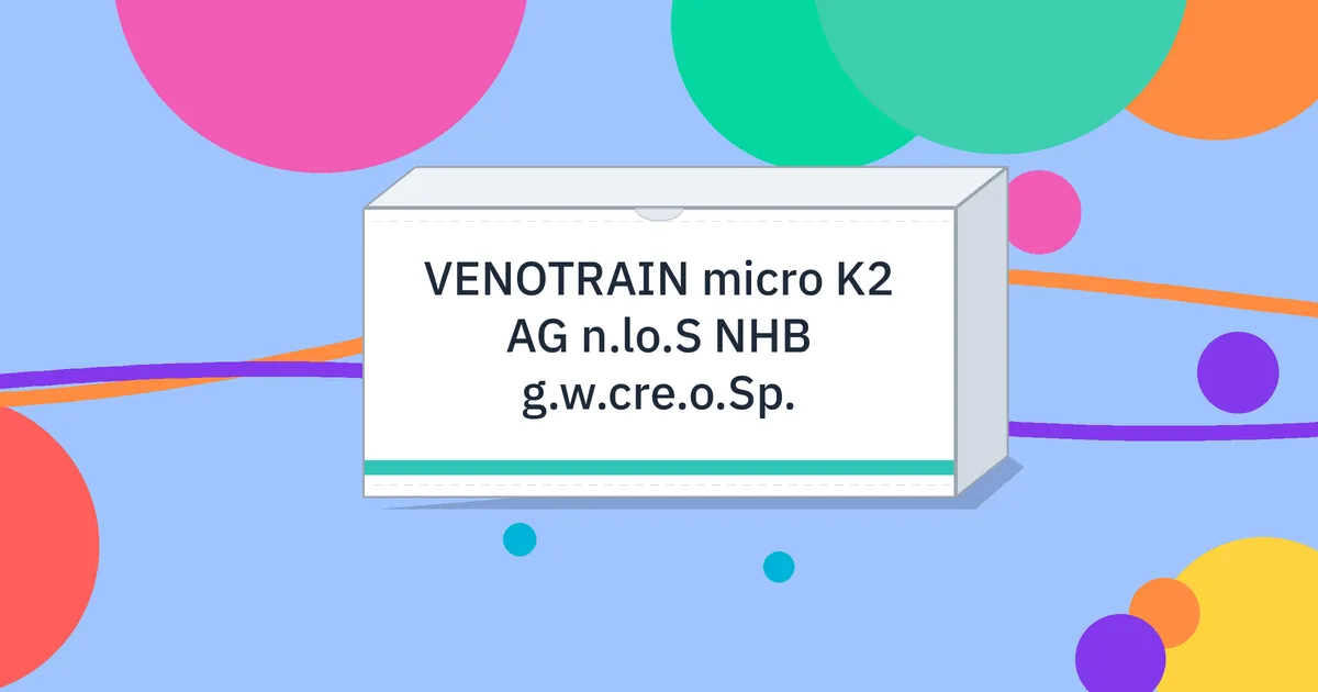 Symbolbild: Packung mit der Aufschrift VENOTRAIN micro K2 AG n.lo.S NHB g.w.cre.o.Sp. (PZN 09023250) – Verfügbarkeit und Bezug in Apotheken in Frankfurt am Main