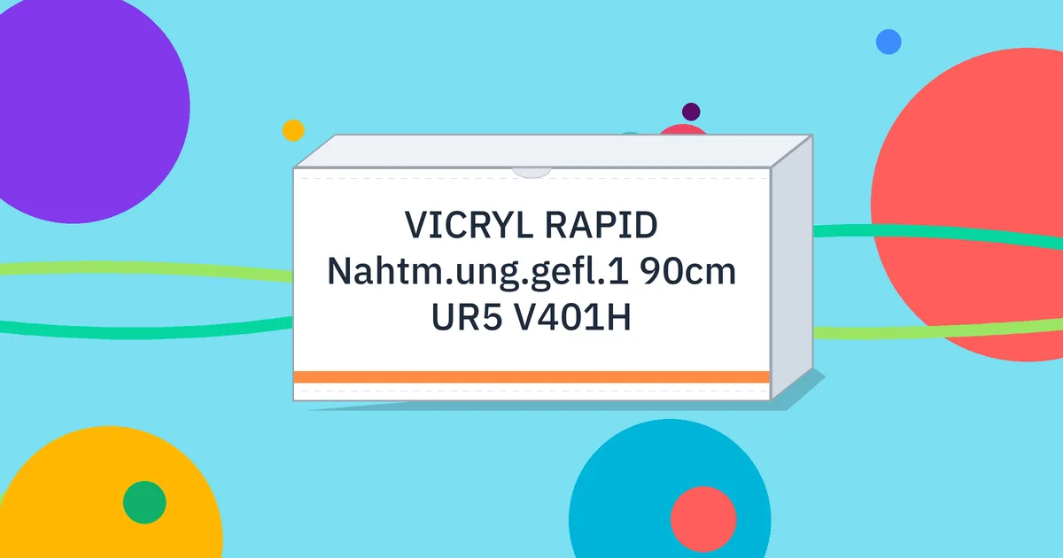 Symbolbild: Packung mit der Aufschrift VICRYL RAPID Nahtm.ung.gefl.1 90cm UR5 V401H (PZN 20896369) – Verfügbarkeit und Bezug in Apotheken in Frankfurt am Main