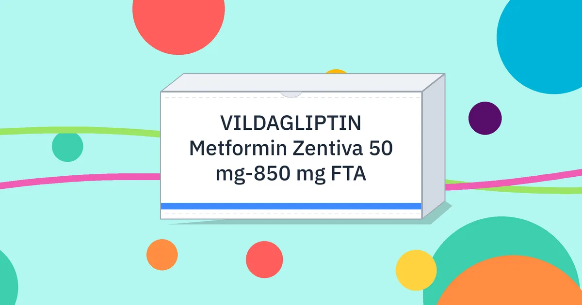 Symbolbild: Packung mit der Aufschrift VILDAGLIPTIN Metformin Zentiva 50 mg-850 mg FTA (PZN 17617348) – Verfügbarkeit und Bezug in Apotheken in Frankfurt am Main