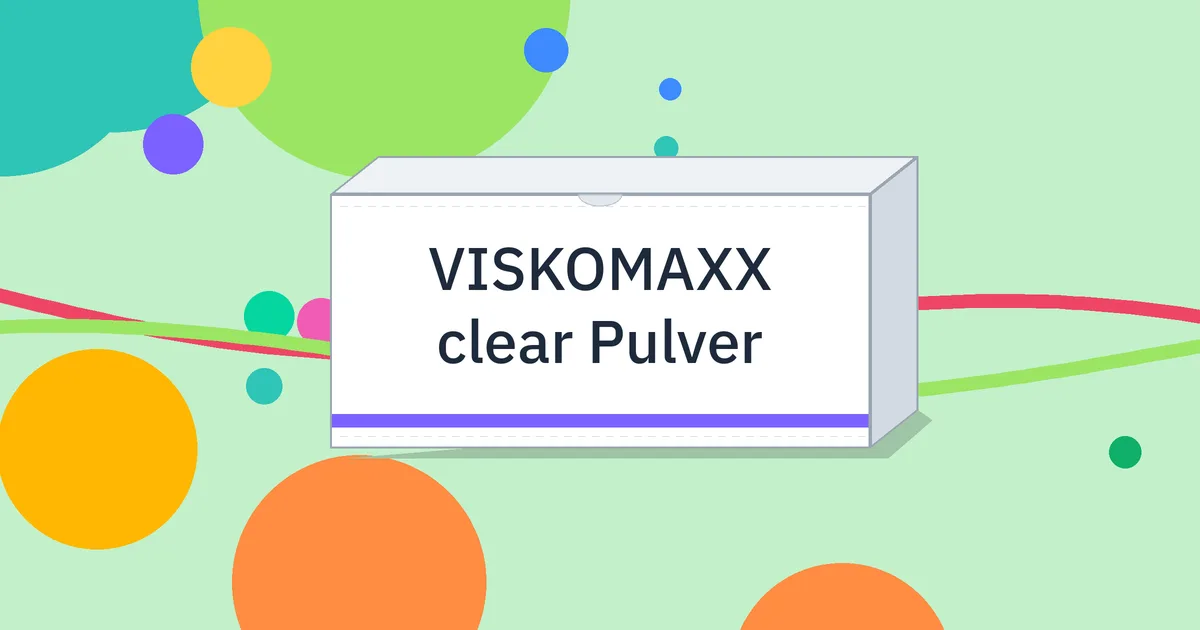 Symbolbild: Packung mit der Aufschrift VISKOMAXX clear Pulver (PZN 16865676) – Verfügbarkeit und Bezug in Apotheken in Frankfurt am Main