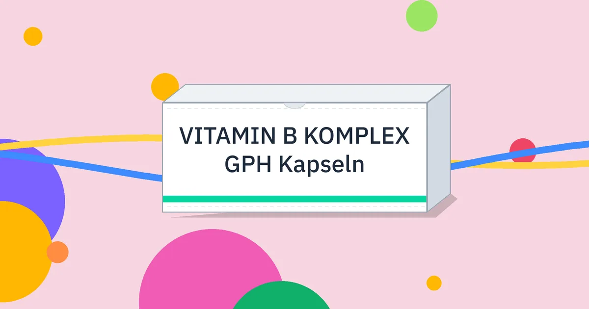Symbolbild: Packung mit der Aufschrift VITAMIN B KOMPLEX GPH Kapseln (PZN 03379566) – Verfügbarkeit und Bezug in Apotheken in Frankfurt am Main