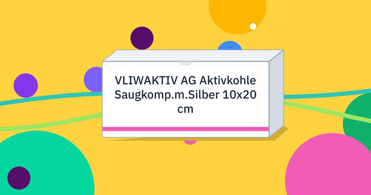 Symbolbild: Packung mit der Aufschrift VLIWAKTIV AG Aktivkohle Saugkomp.m.Silber 10x20 cm (PZN 15611287) – Verfügbarkeit und Bezug in Apotheken in Frankfurt am Main