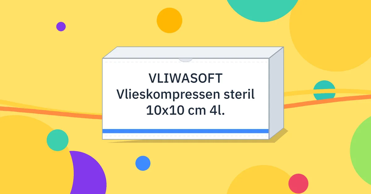 Symbolbild: Packung mit der Aufschrift VLIWASOFT Vlieskompressen steril 10x10 cm 4l. (PZN 19281987) – Verfügbarkeit und Bezug in Apotheken in Frankfurt am Main
