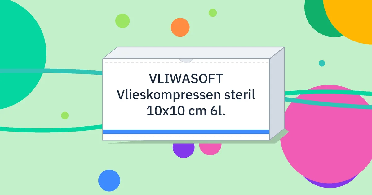 Symbolbild: Packung mit der Aufschrift VLIWASOFT Vlieskompressen steril 10x10 cm 6l. (PZN 15431510) – Verfügbarkeit und Bezug in Apotheken in Frankfurt am Main