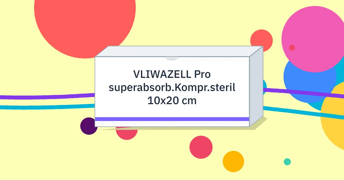Symbolbild: Packung mit der Aufschrift VLIWAZELL Pro superabsorb.Kompr.steril 10x20 cm (PZN 16897593) – Verfügbarkeit und Bezug in Apotheken in Frankfurt am Main
