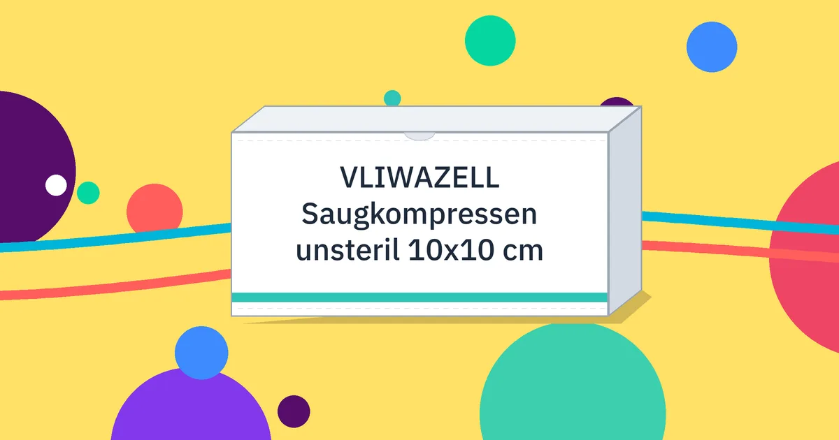 Symbolbild: Packung mit der Aufschrift VLIWAZELL Saugkompressen unsteril 10x10 cm (PZN 15421291) – Verfügbarkeit und Bezug in Apotheken in Frankfurt am Main