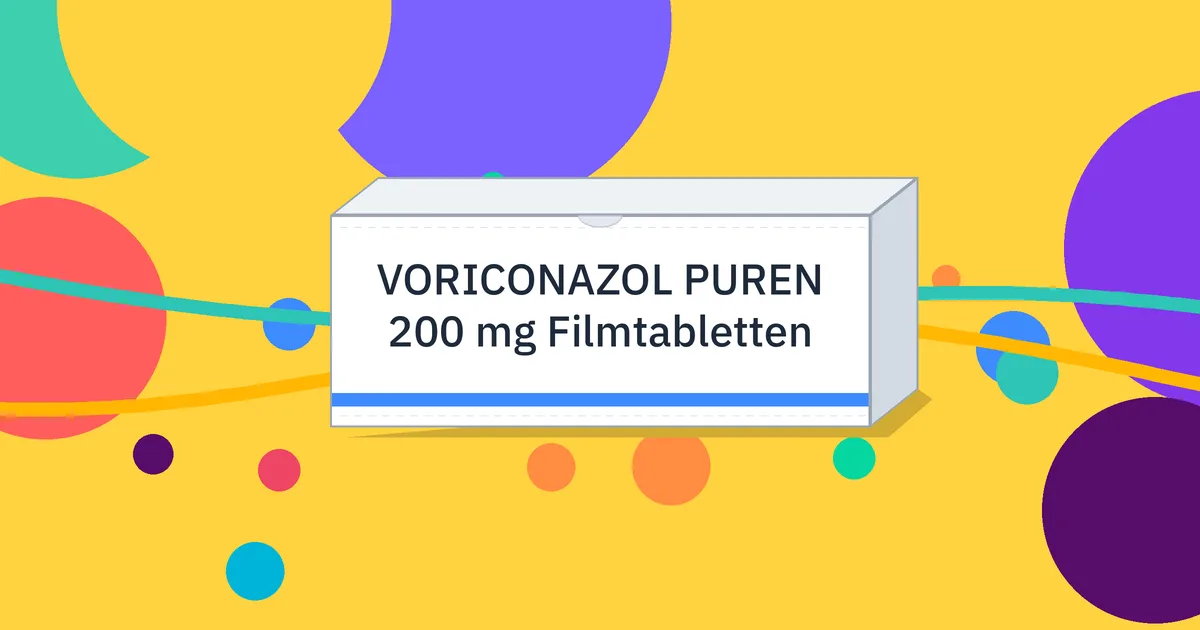 Symbolbild: Packung mit der Aufschrift VORICONAZOL PUREN 200 mg Filmtabletten (PZN 20158192) – Verfügbarkeit und Bezug in Apotheken in Frankfurt am Main