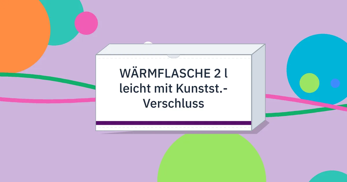Symbolbild: Packung mit der Aufschrift WÄRMFLASCHE 2 l leicht mit Kunstst.-Verschluss (PZN 01740331) – Verfügbarkeit und Bezug in Apotheken in Frankfurt am Main