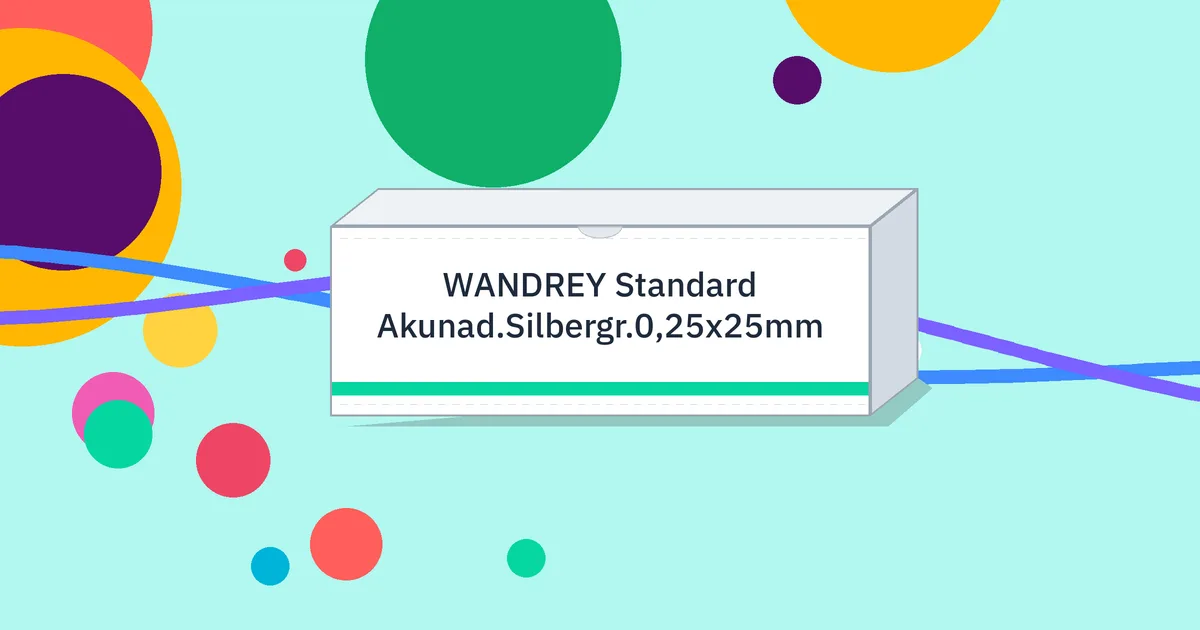 Symbolbild: Packung mit der Aufschrift WANDREY Standard Akunad.Silbergr.0,25x25mm (PZN 01310205) – Verfügbarkeit und Bezug in Apotheken in Frankfurt am Main