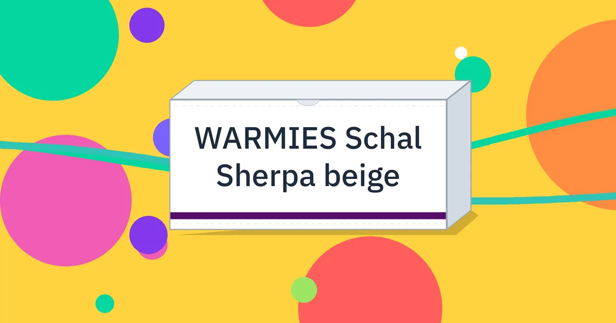 Symbolbild: Packung mit der Aufschrift WARMIES Schal Sherpa beige (PZN 11138339) – Verfügbarkeit und Bezug in Apotheken in Frankfurt am Main