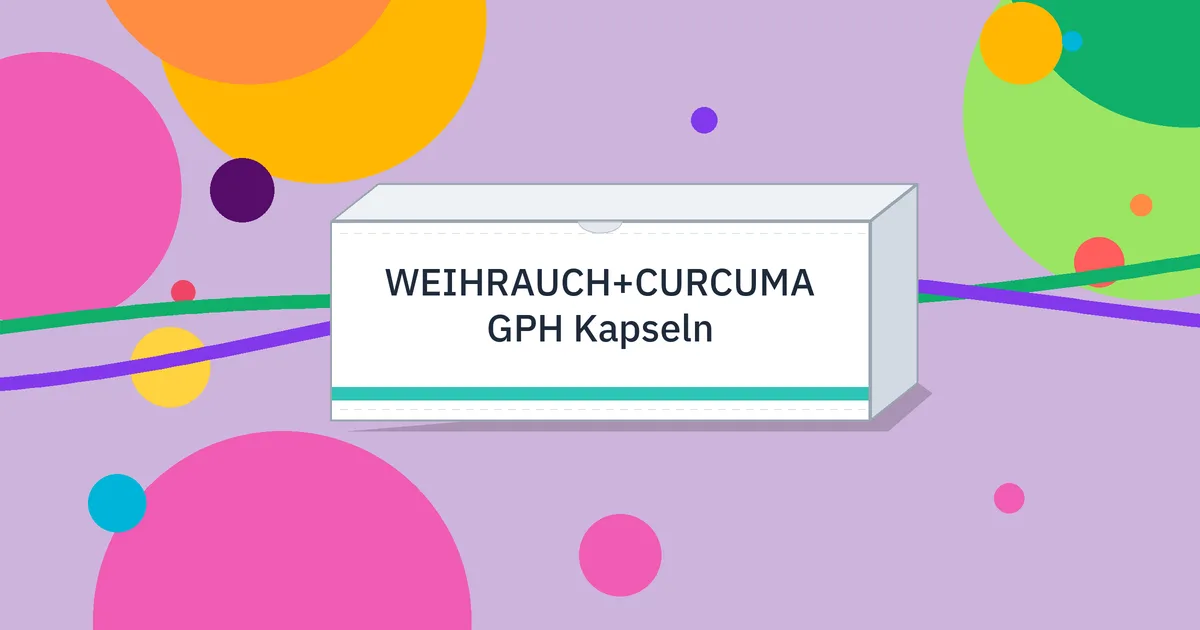 Symbolbild: Packung mit der Aufschrift WEIHRAUCH+CURCUMA GPH Kapseln (PZN 16570892) – Verfügbarkeit und Bezug in Apotheken in Frankfurt am Main