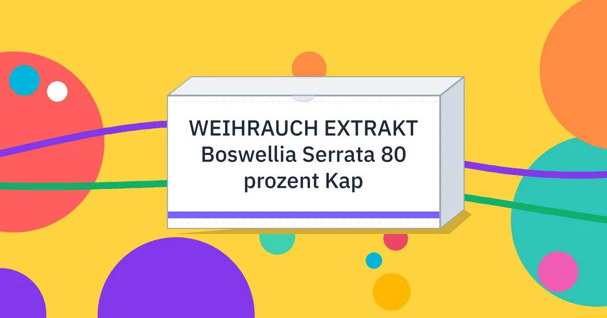 Symbolbild: Packung mit der Aufschrift WEIHRAUCH EXTRAKT Boswellia Serrata 80 prozent Kap (PZN 19187277) – Verfügbarkeit und Bezug in Apotheken in Frankfurt am Main