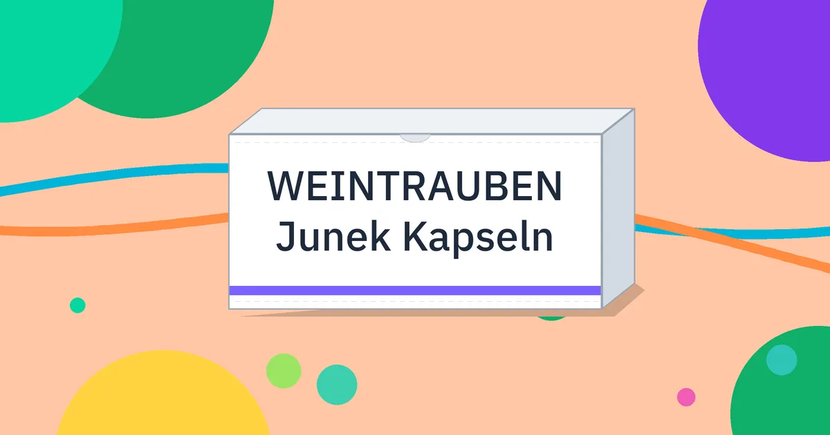 Symbolbild: Packung mit der Aufschrift WEINTRAUBEN Junek Kapseln (PZN 07076420) – Verfügbarkeit und Bezug in Apotheken in Frankfurt am Main