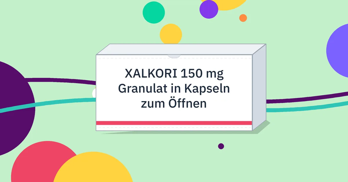 Symbolbild: Packung mit der Aufschrift XALKORI 150 mg Granulat in Kapseln zum Öffnen (PZN 19113155) – Verfügbarkeit und Bezug in Apotheken in Frankfurt am Main