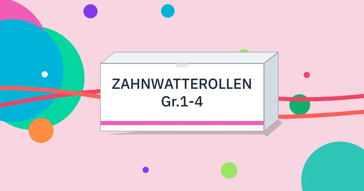 Symbolbild: Packung mit der Aufschrift ZAHNWATTEROLLEN Gr.1-4 (PZN 01723255) – Verfügbarkeit und Bezug in Apotheken in Frankfurt am Main