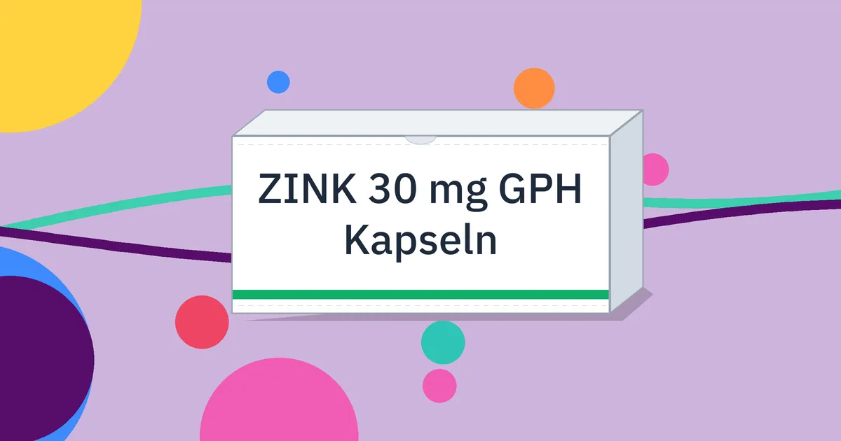 Symbolbild: Packung mit der Aufschrift ZINK 30 mg GPH Kapseln (PZN 12635583) – Verfügbarkeit und Bezug in Apotheken in Frankfurt am Main