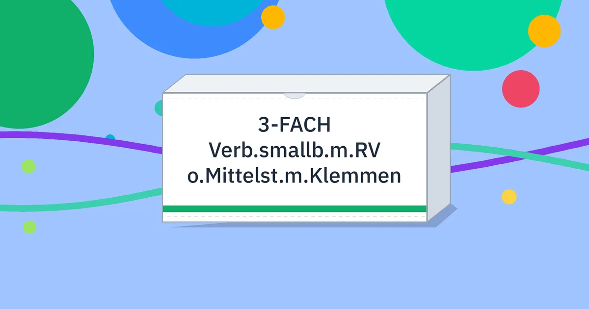 Symbolbild: Packung mit der Aufschrift 3-FACH Verb.smallb.m.RV o.Mittelst.m.Klemmen (PZN 19514799) – Verfügbarkeit und Bezug in Apotheken in Frankfurt am Main
