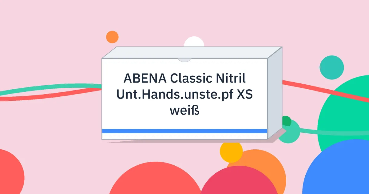 Symbolbild: Packung mit der Aufschrift ABENA Classic Nitril Unt.Hands.unste.pf XS weiß (PZN 12519598) – Verfügbarkeit und Bezug in Apotheken in Frankfurt am Main