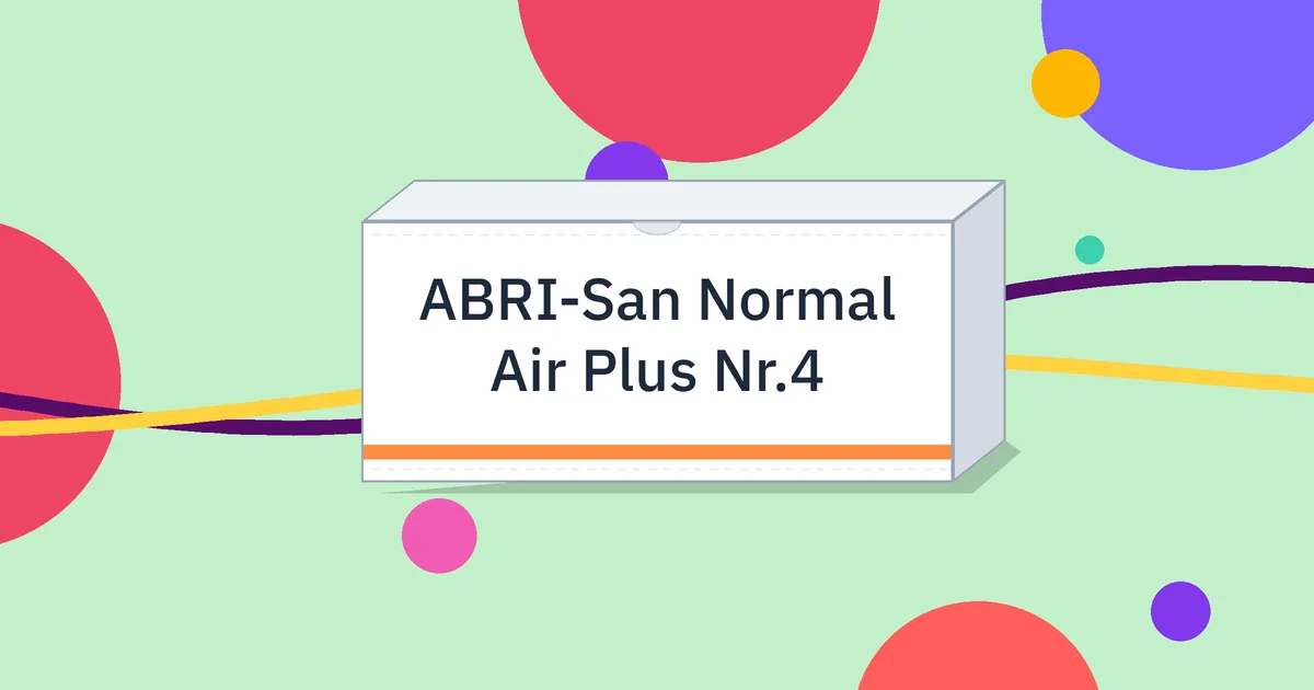 Symbolbild: Packung mit der Aufschrift ABRI-San Normal Air Plus Nr.4 (PZN 02806397) – Verfügbarkeit und Bezug in Apotheken in Frankfurt am Main