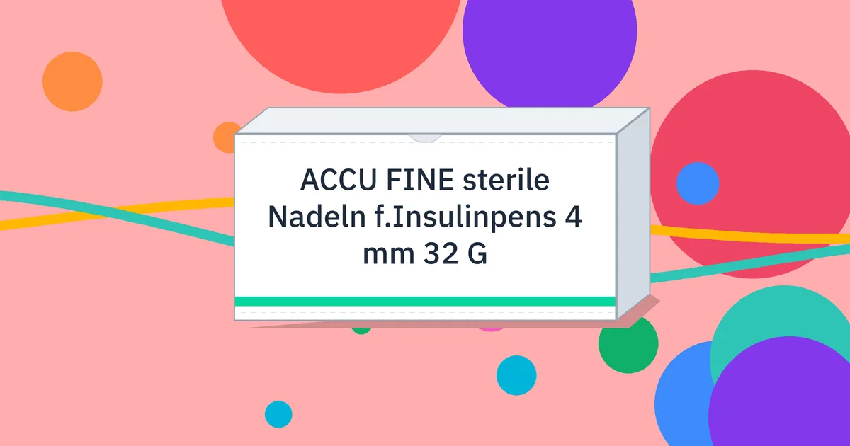 Symbolbild: Packung mit der Aufschrift ACCU FINE sterile Nadeln f.Insulinpens 4 mm 32 G (PZN 12772535) – Verfügbarkeit und Bezug in Apotheken in Frankfurt am Main