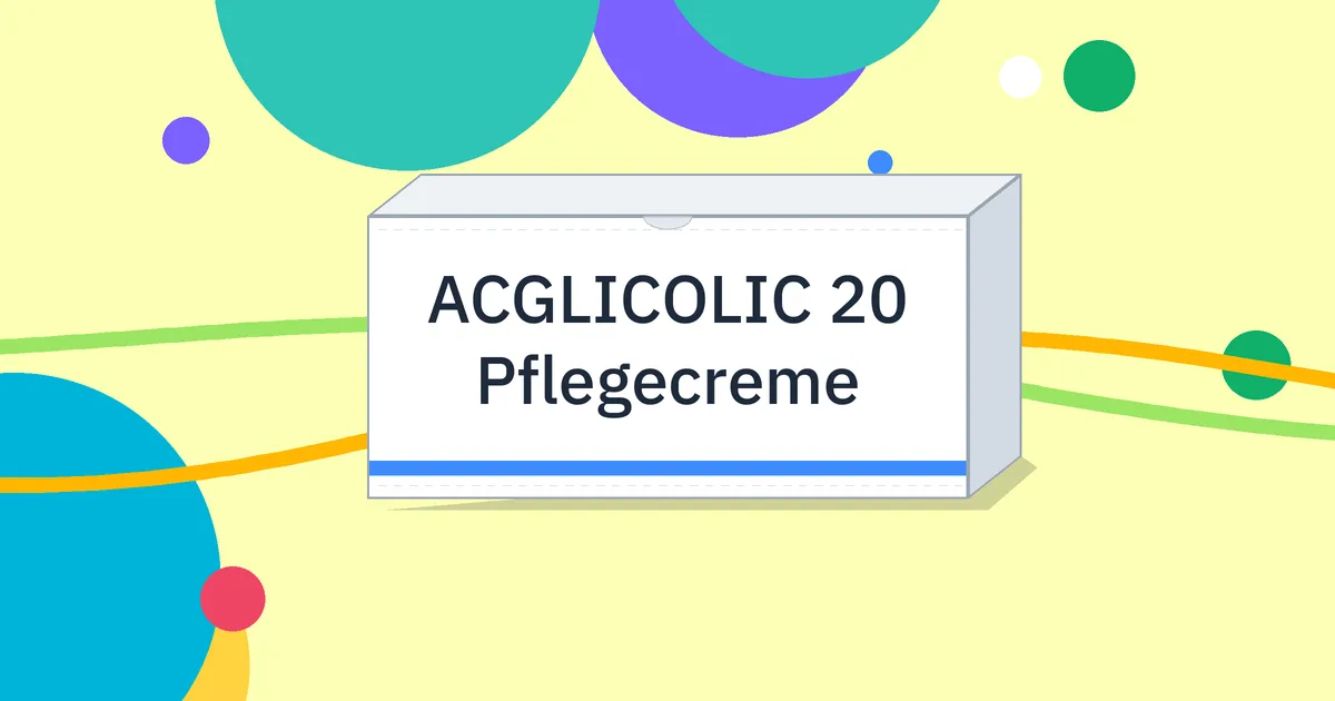 Symbolbild: Packung mit der Aufschrift ACGLICOLIC 20 Pflegecreme (PZN 18022048) – Verfügbarkeit und Bezug in Apotheken in Frankfurt am Main