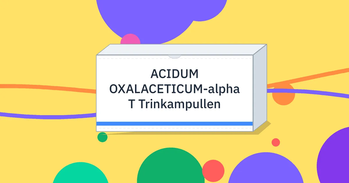 Symbolbild: Packung mit der Aufschrift ACIDUM OXALACETICUM-alpha T Trinkampullen (PZN 10219834) – Verfügbarkeit und Bezug in Apotheken in Frankfurt am Main