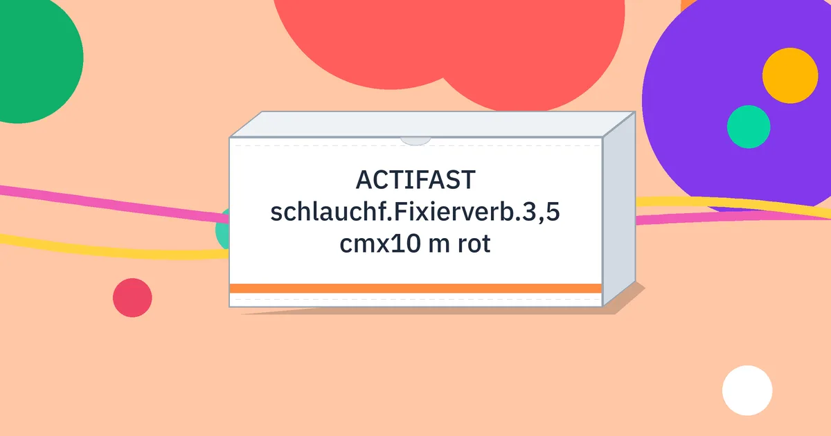 Symbolbild: Packung mit der Aufschrift ACTIFAST schlauchf.Fixierverb.3,5 cmx10 m rot (PZN 19151463) – Verfügbarkeit und Bezug in Apotheken in Frankfurt am Main