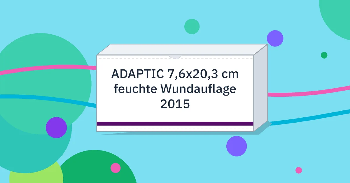 Symbolbild: Packung mit der Aufschrift ADAPTIC 7,6x20,3 cm feuchte Wundauflage 2015 (PZN 03302078) – Verfügbarkeit und Bezug in Apotheken in Frankfurt am Main