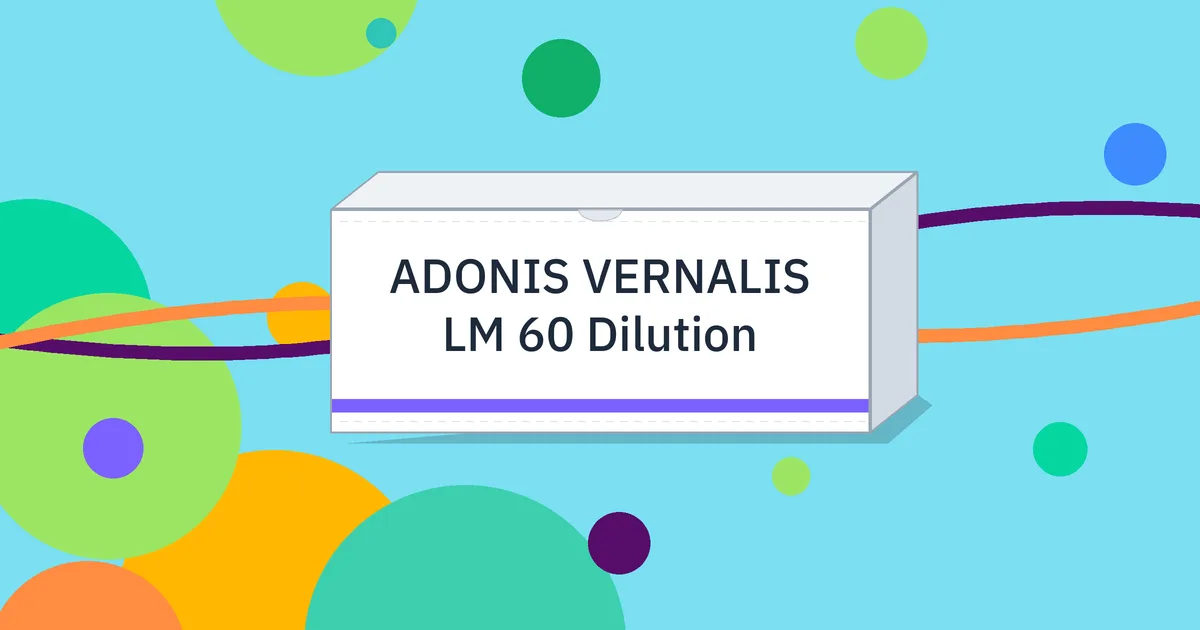 Symbolbild: Packung mit der Aufschrift ADONIS VERNALIS LM 60 Dilution (PZN 12755181) – Verfügbarkeit und Bezug in Apotheken in Frankfurt am Main