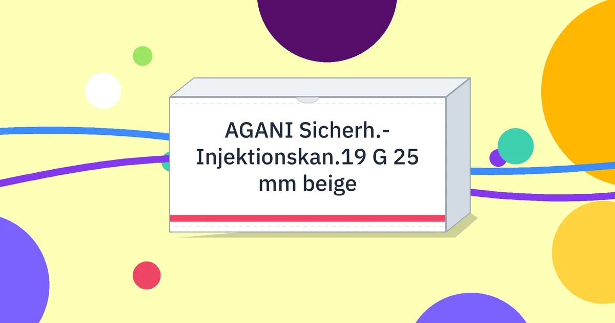 Symbolbild: Packung mit der Aufschrift AGANI Sicherh.-Injektionskan.19 G 25 mm beige (PZN 17630366) – Verfügbarkeit und Bezug in Apotheken in Frankfurt am Main