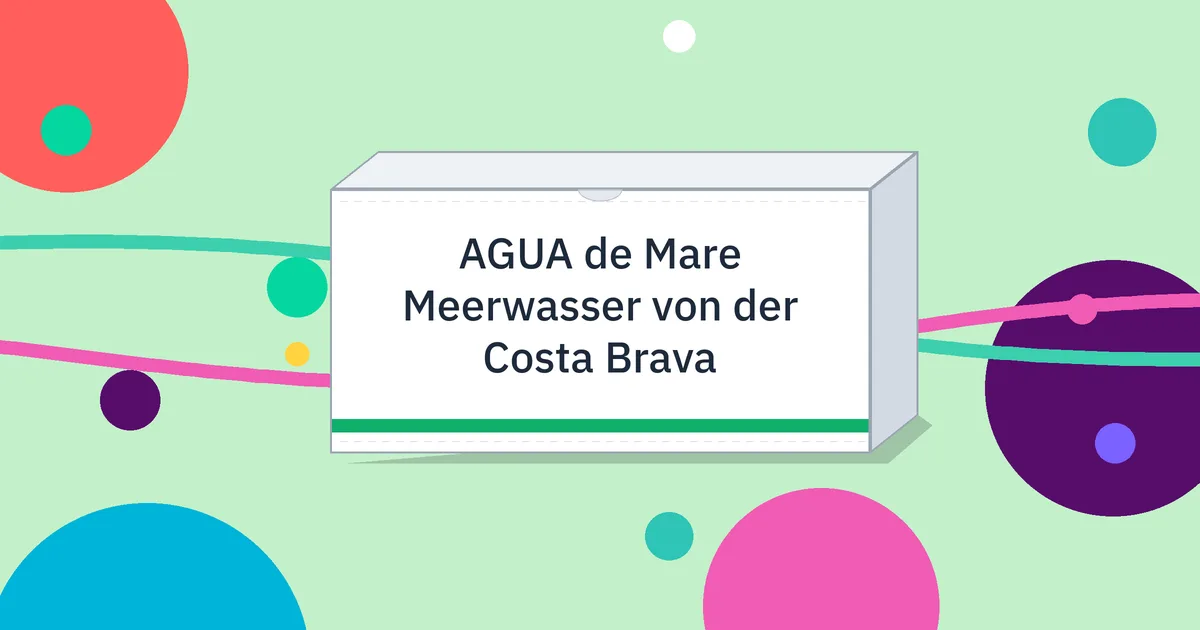 Symbolbild: Packung mit der Aufschrift AGUA de Mare Meerwasser von der Costa Brava (PZN 18724520) – Verfügbarkeit und Bezug in Apotheken in Frankfurt am Main