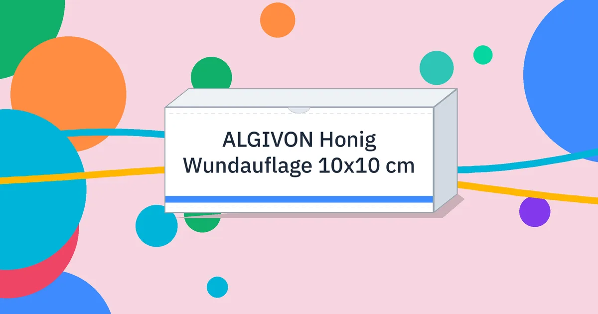 Symbolbild: Packung mit der Aufschrift ALGIVON Honig Wundauflage 10x10 cm (PZN 14233423) – Verfügbarkeit und Bezug in Apotheken in Frankfurt am Main