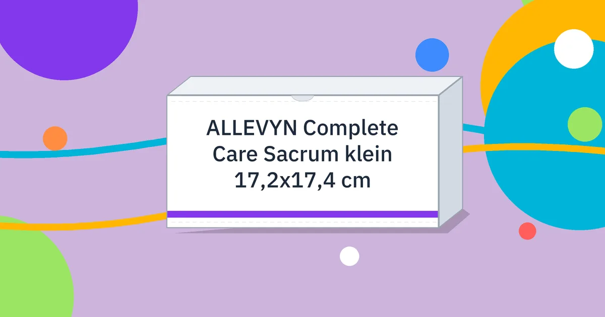 Symbolbild: Packung mit der Aufschrift ALLEVYN Complete Care Sacrum klein 17,2x17,4 cm (PZN 20178504) – Verfügbarkeit und Bezug in Apotheken in Frankfurt am Main
