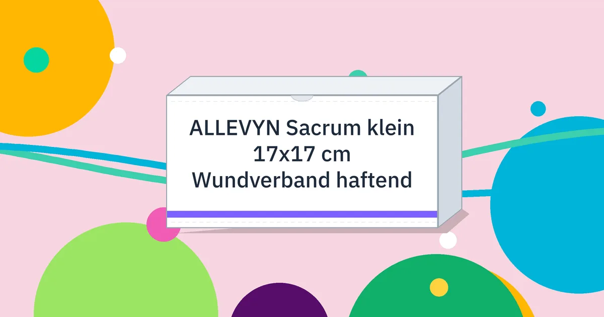Symbolbild: Packung mit der Aufschrift ALLEVYN Sacrum klein 17x17 cm Wundverband haftend (PZN 19698279) – Verfügbarkeit und Bezug in Apotheken in Frankfurt am Main