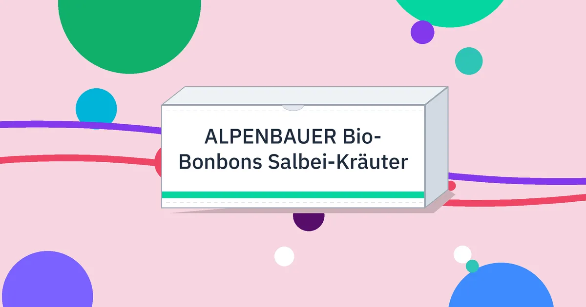 Symbolbild: Packung mit der Aufschrift ALPENBAUER Bio-Bonbons Salbei-Kräuter (PZN 17154262) – Verfügbarkeit und Bezug in Apotheken in Frankfurt am Main