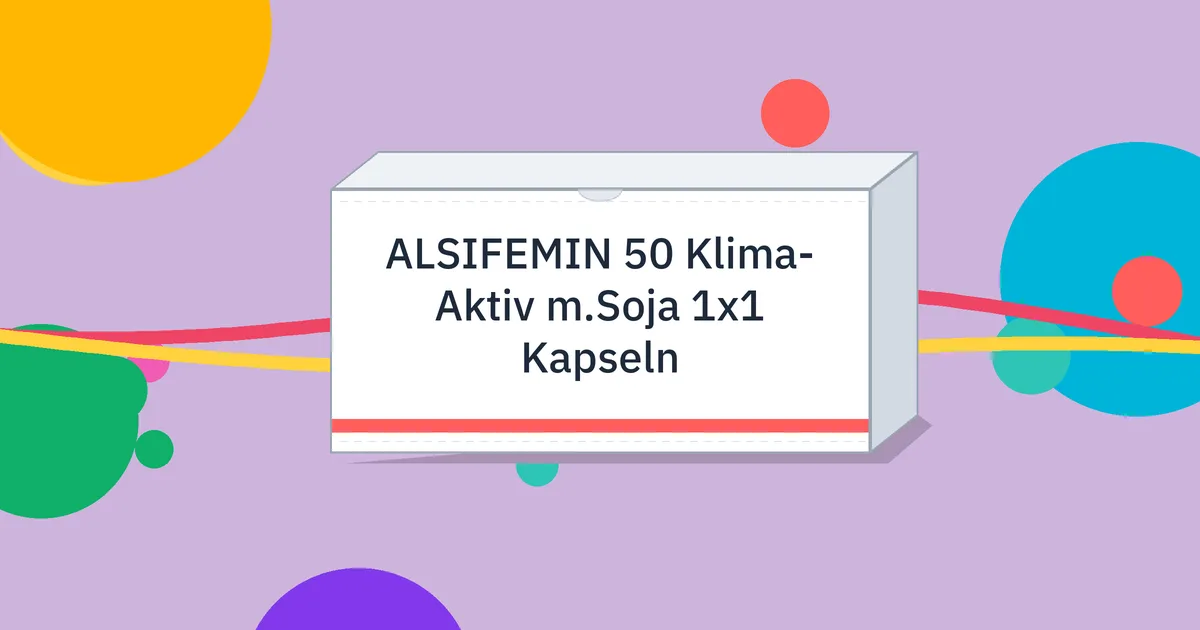Symbolbild: Packung mit der Aufschrift ALSIFEMIN 50 Klima-Aktiv m.Soja 1x1 Kapseln (PZN 02518586) – Verfügbarkeit und Bezug in Apotheken in Frankfurt am Main