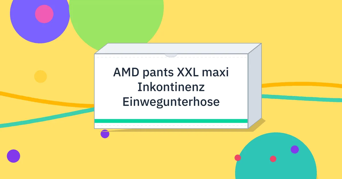 Symbolbild: Packung mit der Aufschrift AMD pants XXL maxi Inkontinenz Einwegunterhose (PZN 20516131) – Verfügbarkeit und Bezug in Apotheken in Frankfurt am Main