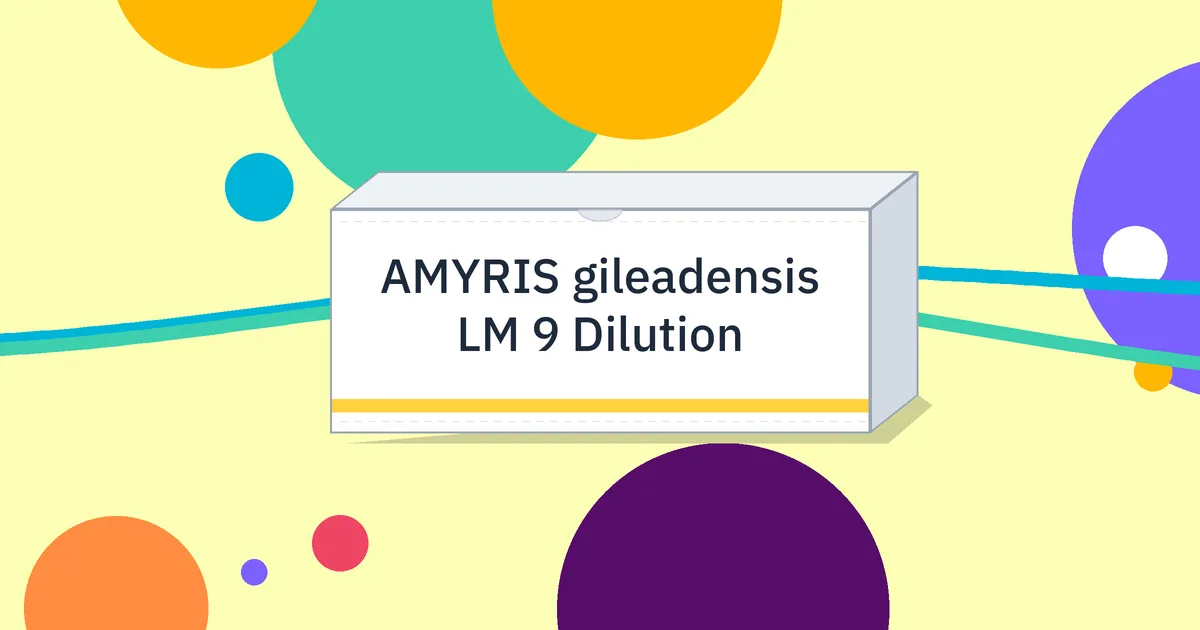 Symbolbild: Packung mit der Aufschrift AMYRIS gileadensis LM 9 Dilution (PZN 13326921) – Verfügbarkeit und Bezug in Apotheken in Frankfurt am Main