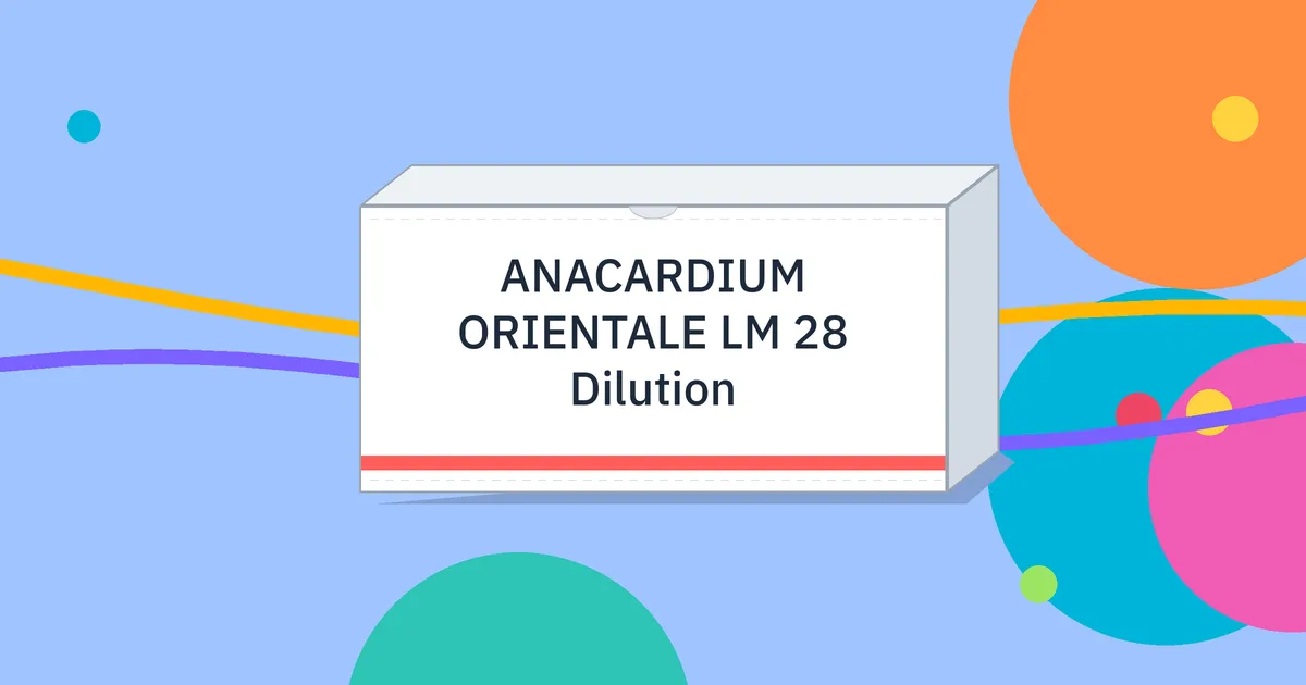 Symbolbild: Packung mit der Aufschrift ANACARDIUM ORIENTALE LM 28 Dilution (PZN 12762152) – Verfügbarkeit und Bezug in Apotheken in Frankfurt am Main
