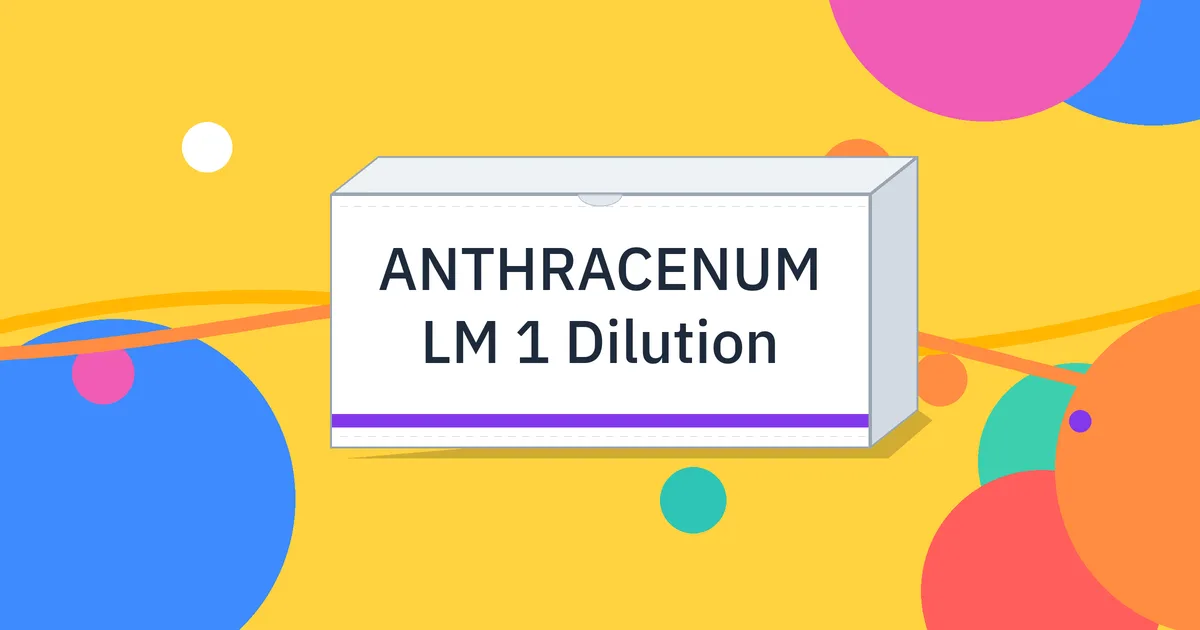 Symbolbild: Packung mit der Aufschrift ANTHRACENUM LM 1 Dilution (PZN 13370158) – Verfügbarkeit und Bezug in Apotheken in Frankfurt am Main
