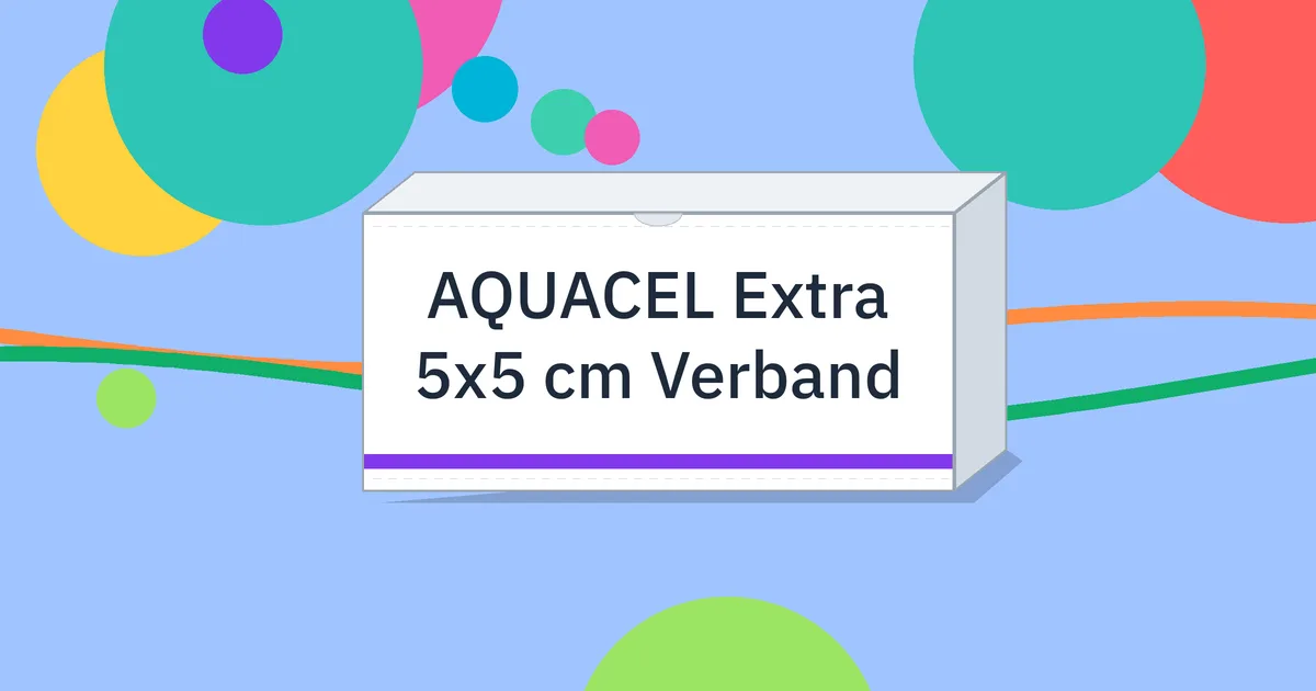 Symbolbild: Packung mit der Aufschrift AQUACEL Extra 5x5 cm Verband (PZN 19293944) – Verfügbarkeit und Bezug in Apotheken in Frankfurt am Main