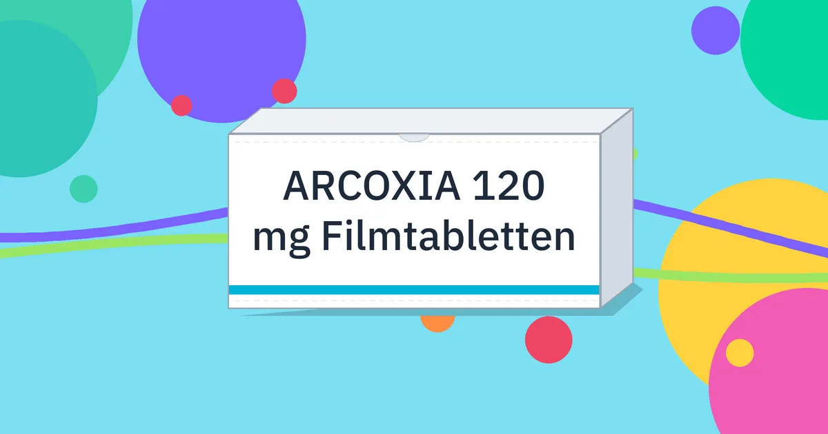 Symbolbild: Packung mit der Aufschrift ARCOXIA 120 mg Filmtabletten (PZN 19284833) – Verfügbarkeit und Bezug in Apotheken in Frankfurt am Main