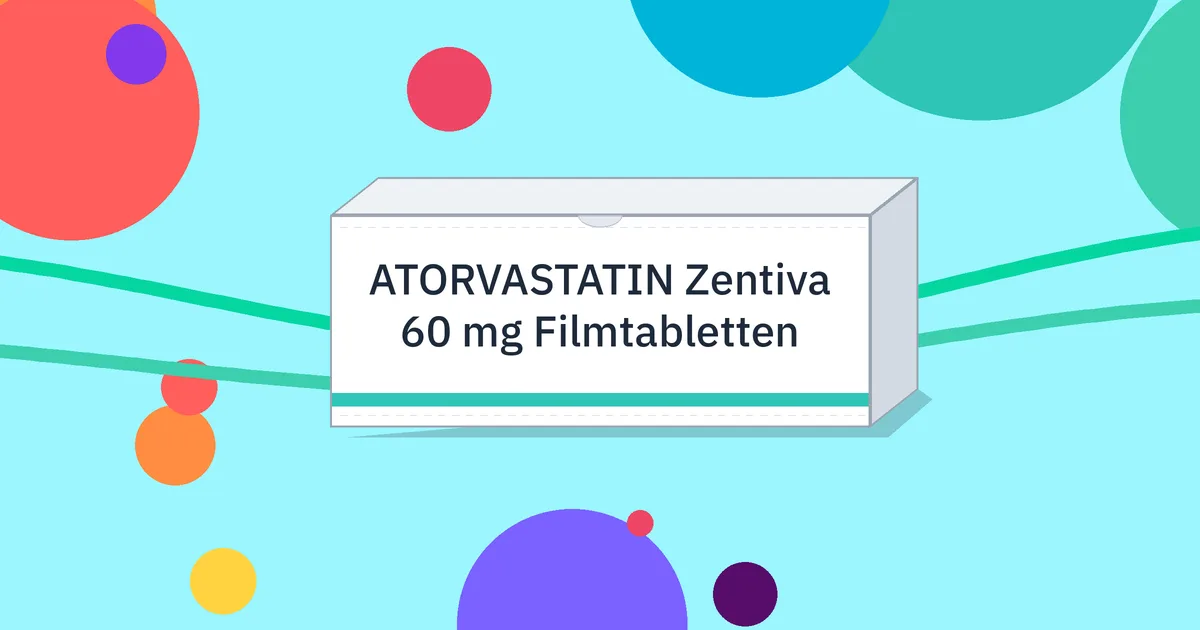 Symbolbild: Packung mit der Aufschrift ATORVASTATIN Zentiva 60 mg Filmtabletten (PZN 15784527) – Verfügbarkeit und Bezug in Apotheken in Frankfurt am Main