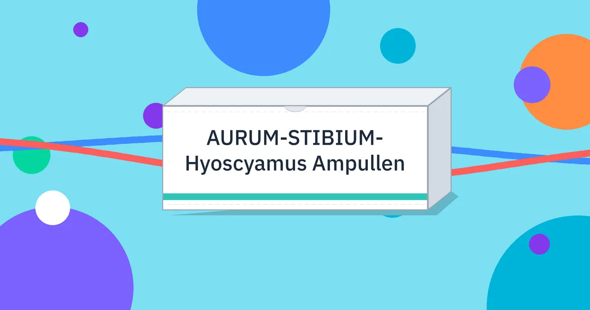 Symbolbild: Packung mit der Aufschrift AURUM-STIBIUM-Hyoscyamus Ampullen (PZN 01750803) – Verfügbarkeit und Bezug in Apotheken in Frankfurt am Main