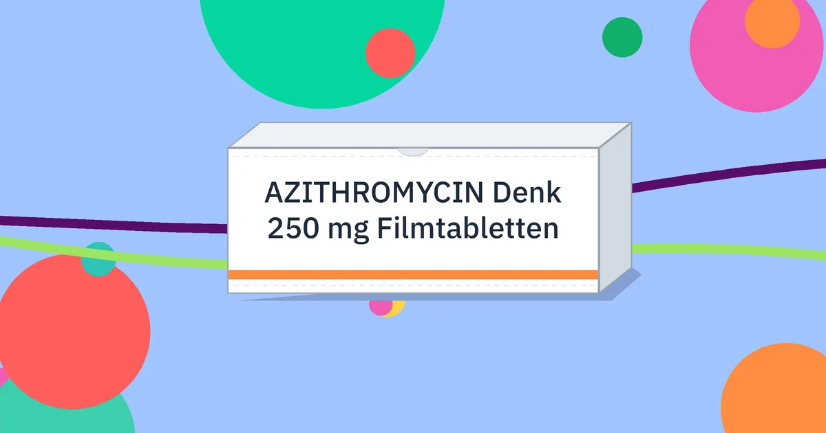 Symbolbild: Packung mit der Aufschrift AZITHROMYCIN Denk 250 mg Filmtabletten (PZN 10112869) – Verfügbarkeit und Bezug in Apotheken in Frankfurt am Main